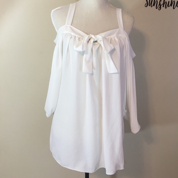 TRUE LIGHT | Tops | New Split Shoulder White Top | Poshmark